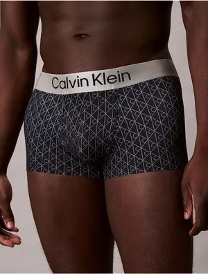 Calvin Klein Brushed Microfiber Stretch Low Rise Trunk - Teenie Deluster Emblem / Black / Ashford Grey