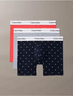 Calvin Klein Icon Cotton Stretch 3-pack Boxer Brief - Misty Grey/shoreline/punch Pink