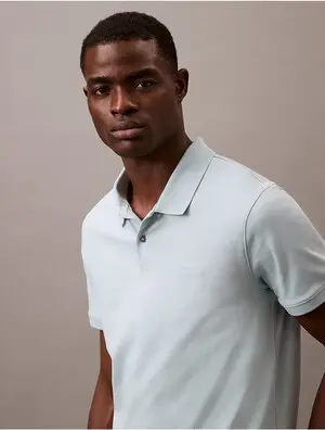 Calvin Klein Liquid Touch Polo Shirt Cloud Blue