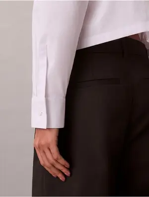 Calvin Klein Cotton Stretch Cropped Boxy Button-down Shirt