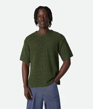 Bottega Veneta Cotton Crochet Knit T-shirt - Shrub