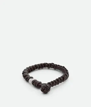 BOTTEGA  VENETA Knot Leather And Sterling Silver Bracelet - Fondant