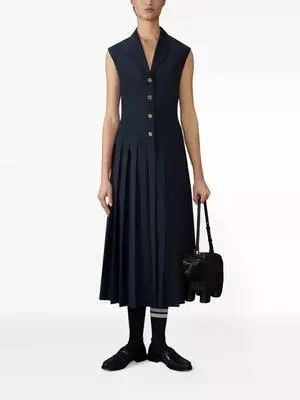 Thom Browne Sleeveless Pleated Dress - Blue