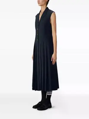 Thom Browne Sleeveless Pleated Dress - Blue