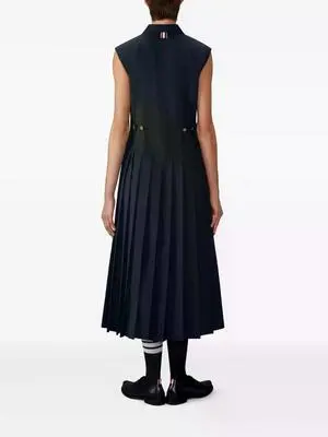 Thom Browne Sleeveless Pleated Dress - Blue