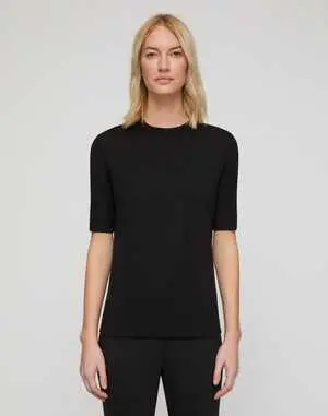 Lafayette 148 New York Cotton-silk Fitted Pullover Sweater - Black
