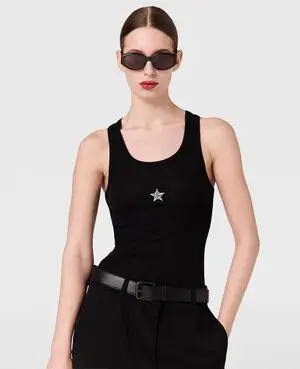Stella McCartney Crystal Star Racerback Tank Top - Black