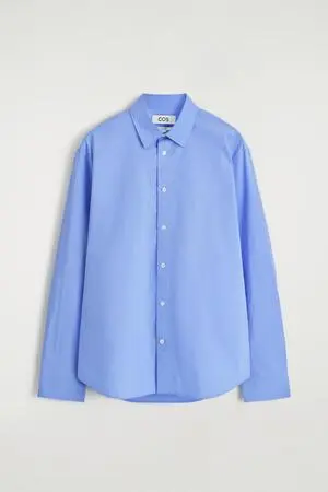 Cos Relaxed Pima Cotton Poplin Shirt - Blue