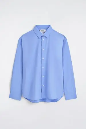Cos Relaxed Pima Cotton Poplin Shirt - Blue