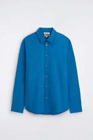 Cos Relaxed Pima Cotton Poplin Shirt - Blue