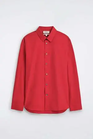 Cos Relaxed Pima Cotton Poplin Shirt - Red