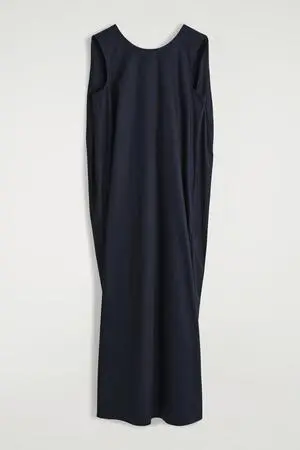 Cos Twist-back Cotton Midi Dress - Navy