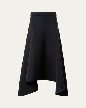 Akris Asymmetrical Neoprene Midi Skirt
