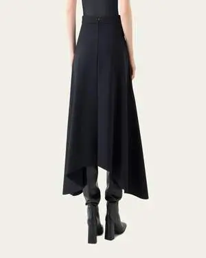 Akris Asymmetrical Neoprene Midi Skirt