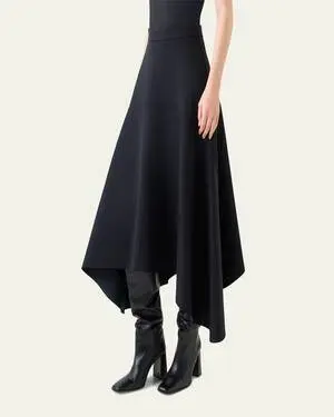 Akris Asymmetrical Neoprene Midi Skirt
