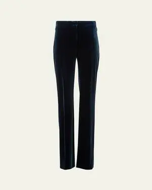 Akris Techno Velvet Stretch Straight-leg Pants - Blue