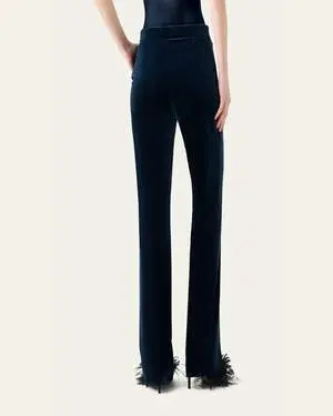 Akris Techno Velvet Stretch Straight-leg Pants - Blue