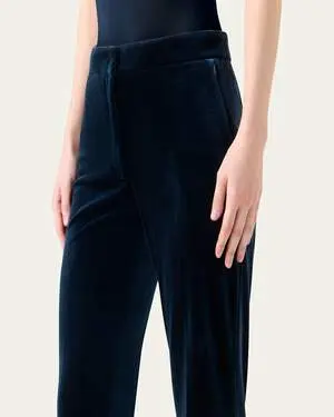 Akris Techno Velvet Stretch Straight-leg Pants - Blue