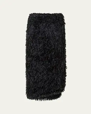 Akris Asymmetric Feather Fringe Trapezoid Skirt