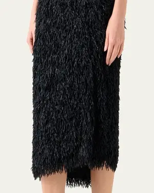 Akris Asymmetric Feather Fringe Trapezoid Skirt