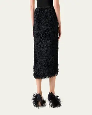 Akris Asymmetric Feather Fringe Trapezoid Skirt