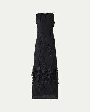 Akris Waves And Ribbons Jacquard A-line Gown