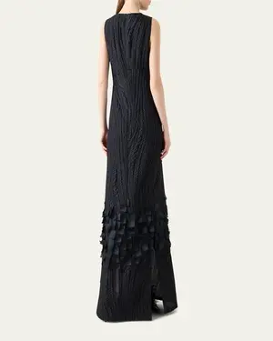 Akris Waves And Ribbons Jacquard A-line Gown