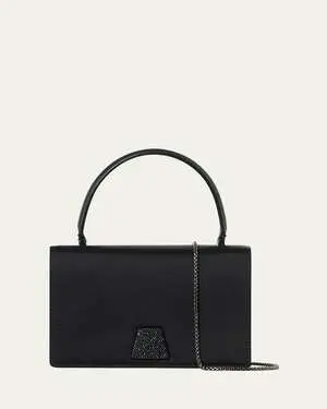 Akris Alice Crystal Trapezoid Satin Micro Top-handle Bag - Black