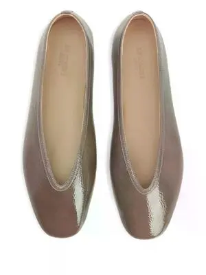 Le Monde Beryl Leather Ballet Flats - Neutrals
