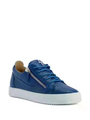 GIUSEPPE ZANOTTI Frankie Crocodile-effect Sneakers - Blue