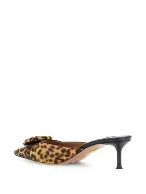 AQUAZZURA 50mm The Hoop Leopard-print Mules - Neutrals
