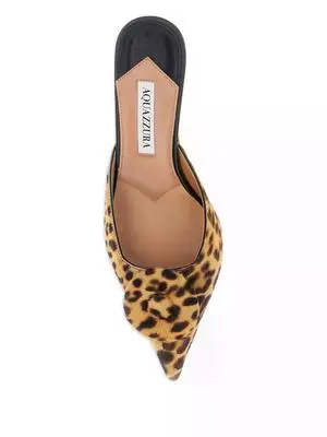 AQUAZZURA 50mm The Hoop Leopard-print Mules - Neutrals