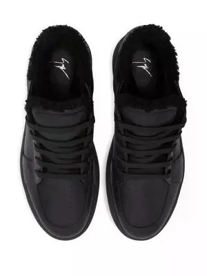 GIUSEPPE ZANOTTI Shearling Trim Leather Sneakers
