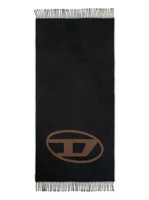 DIESEL S-tevie Oval-logo Fringed Scarf - Black