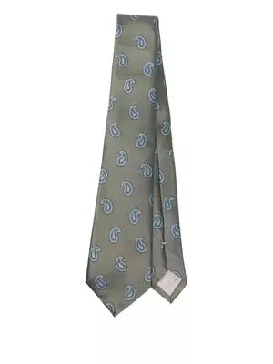 Giorgio Armani Paisley-print Silk Tie - Green