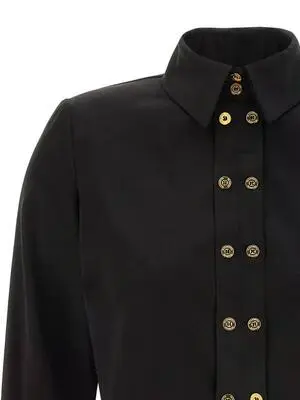 Elisabetta Franchi Padded-shoulder Button-front Shirt - Black