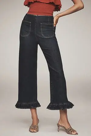 Maeve Colette Ruffle-hem Cropped Jeans - Goethitite Wash