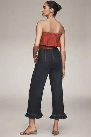Maeve Colette Ruffle-hem Cropped Jeans - Goethitite Wash