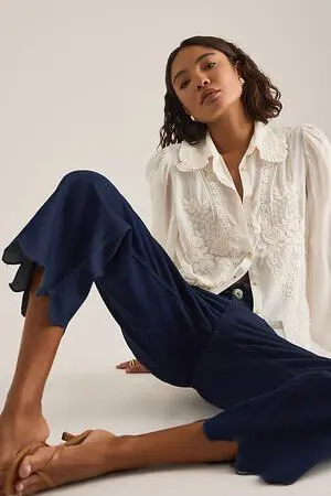 Maeve Colette Ruffle-hem Cropped Jeans - Goethitite Wash
