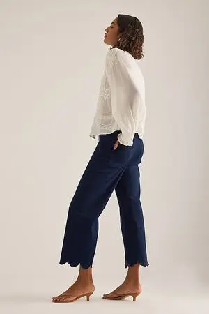Maeve Colette Ruffle-hem Cropped Jeans - Goethitite Wash