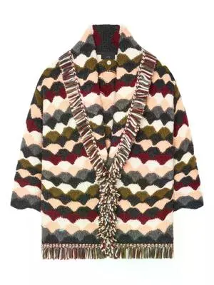 Alanui Wave Pattern Fringed Cardigan