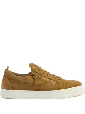GIUSEPPE ZANOTTI Frankie Zip-fastening Suede Trainers - Neutrals