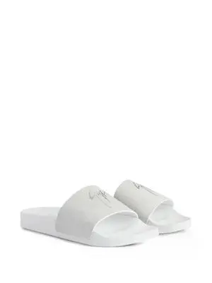 GIUSEPPE ZANOTTI Brett Crystal-embellished Leather Slides - White