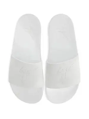GIUSEPPE ZANOTTI Brett Crystal-embellished Leather Slides - White