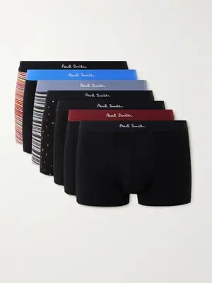 Paul Smith Seven-pack Stretch Organic Cotton-jersey Boxer Briefs - Black