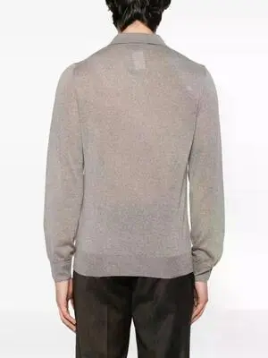Canali Knited Long-sleeved Polo Shirt - Brown