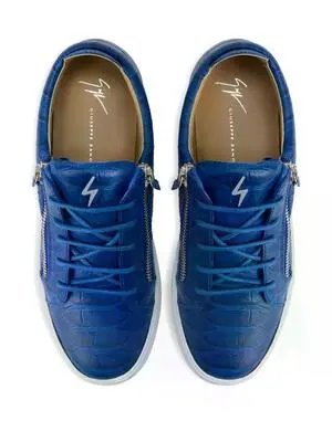 GIUSEPPE ZANOTTI Frankie Crocodile-effect Zip Sneakers - Blue