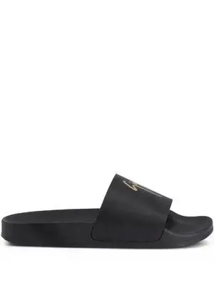 GIUSEPPE ZANOTTI Brett Logo-embellished Leather Slides