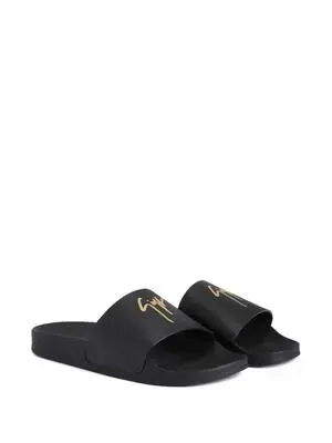 GIUSEPPE ZANOTTI Brett Logo-embellished Leather Slides