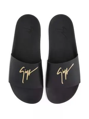GIUSEPPE ZANOTTI Brett Logo-embellished Leather Slides